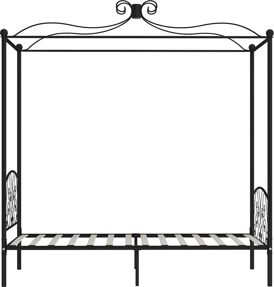 Rám postele s nebesy černý kovový 100 x 200 cm 284475
