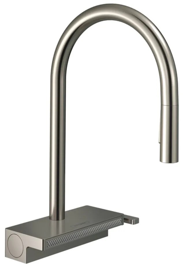 Hansgrohe M81, dřezová baterie Aquno Select s výsuvnou koncovkou a plochým sprchovým proudem, vzhled nerezový 73837800