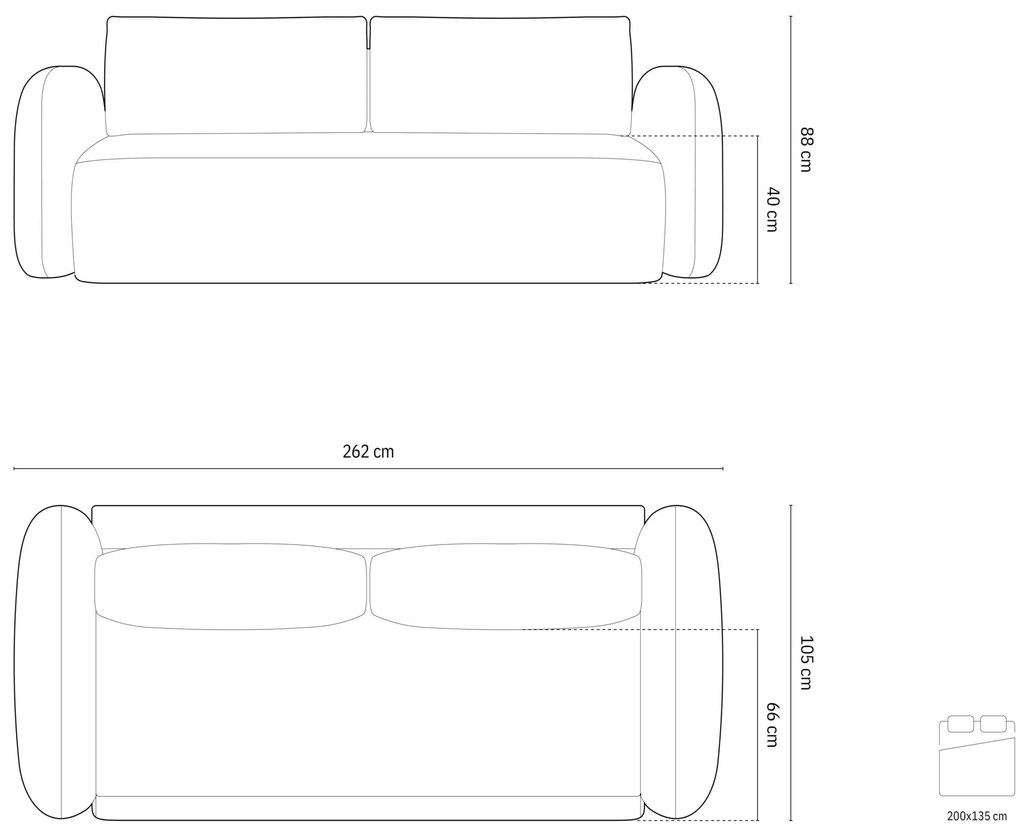 MUZZA Třímístná rozkládací pohovka s úložným prostorem NALET 262 cm velvet světle modrá