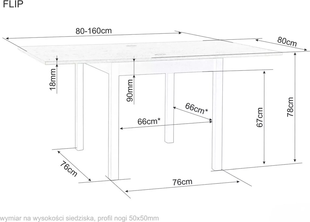 Rozkládací jídelní stůl FLIP 80(160)X80 cm, kašmír/dub Cremona Torro