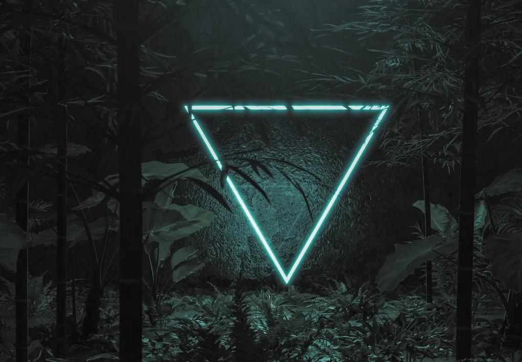 Fototapeta - Neonový trojúhelník v jungli (245x170 cm)