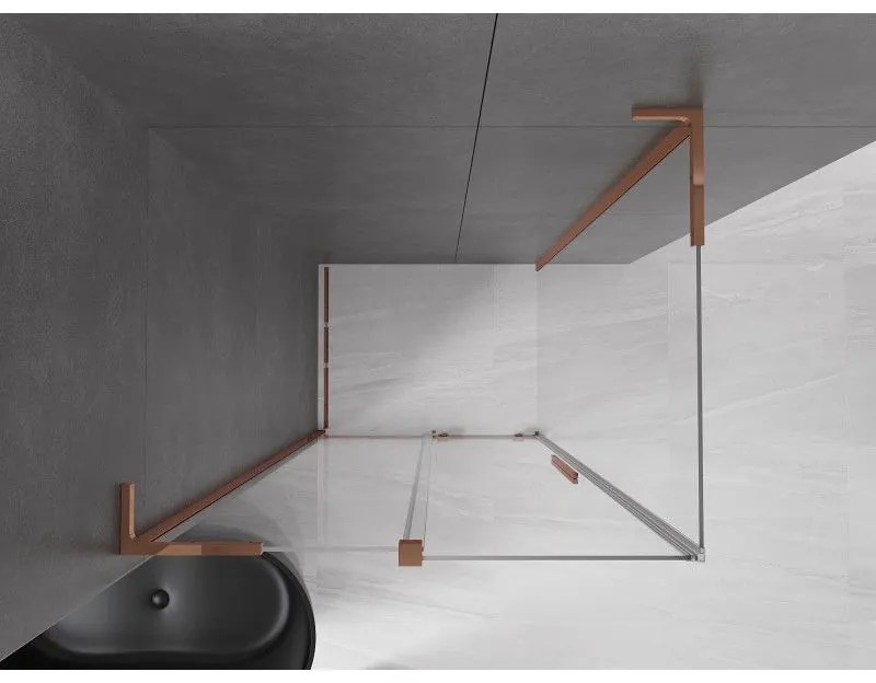 Mexen Velar L, sprchový kout s posuvnými dveřmi 100 x 110 cm, 8mm čiré sklo, růžové zlato, 871-100-110-03-60