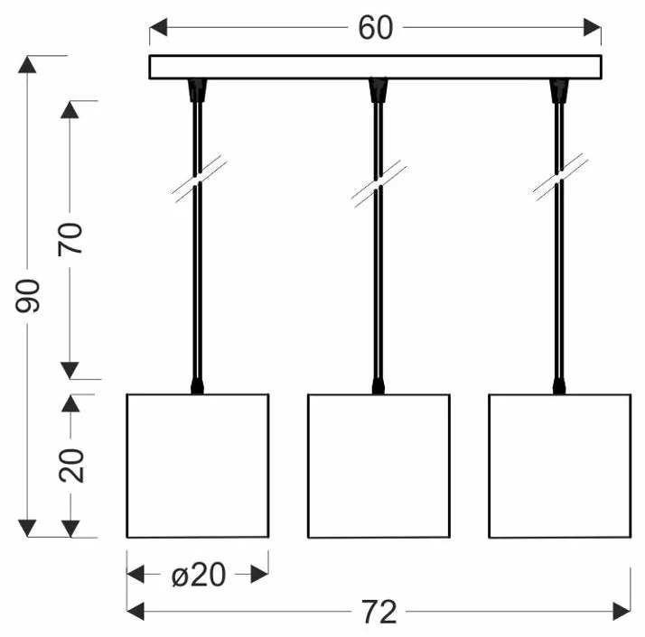 Bílo-měděný závěsný lustr Atlanta pro žárovku 3x E27 - Candellux