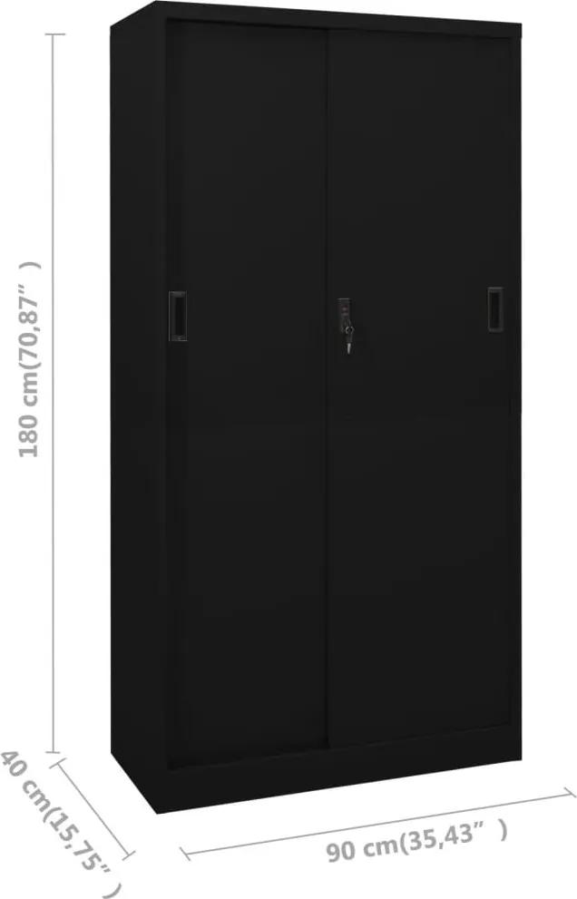 vidaXL Kancelářská skříň s posuvnými dveřmi 90 x 40 x 180 cm ocel [335960] Barva: Bílá
