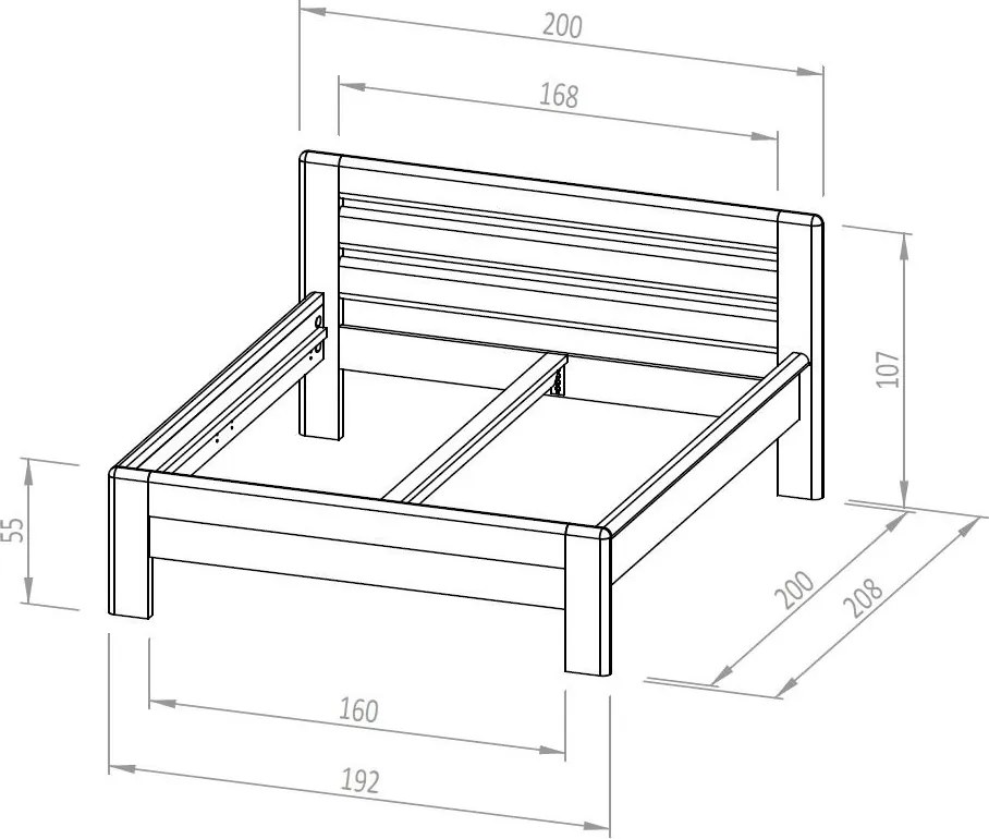 Massivo.cz Dubová postel Dublin Supra 180x200 cm, dub, masiv