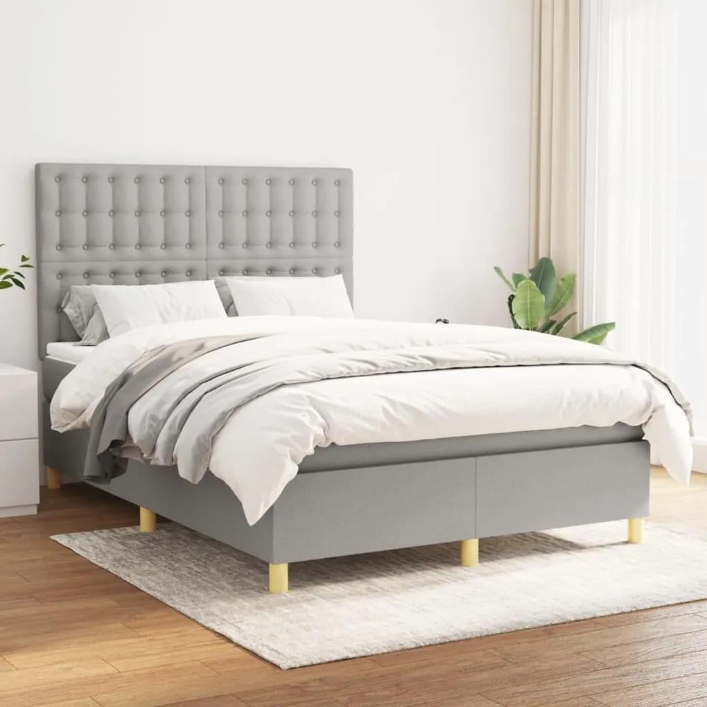 Box spring postel s matrací světle šedá 140 x 190 cm textil,  3142649