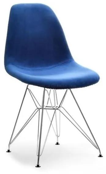 design4life Židle MIRKAS modrý velur bez područek - chromovaná podnož