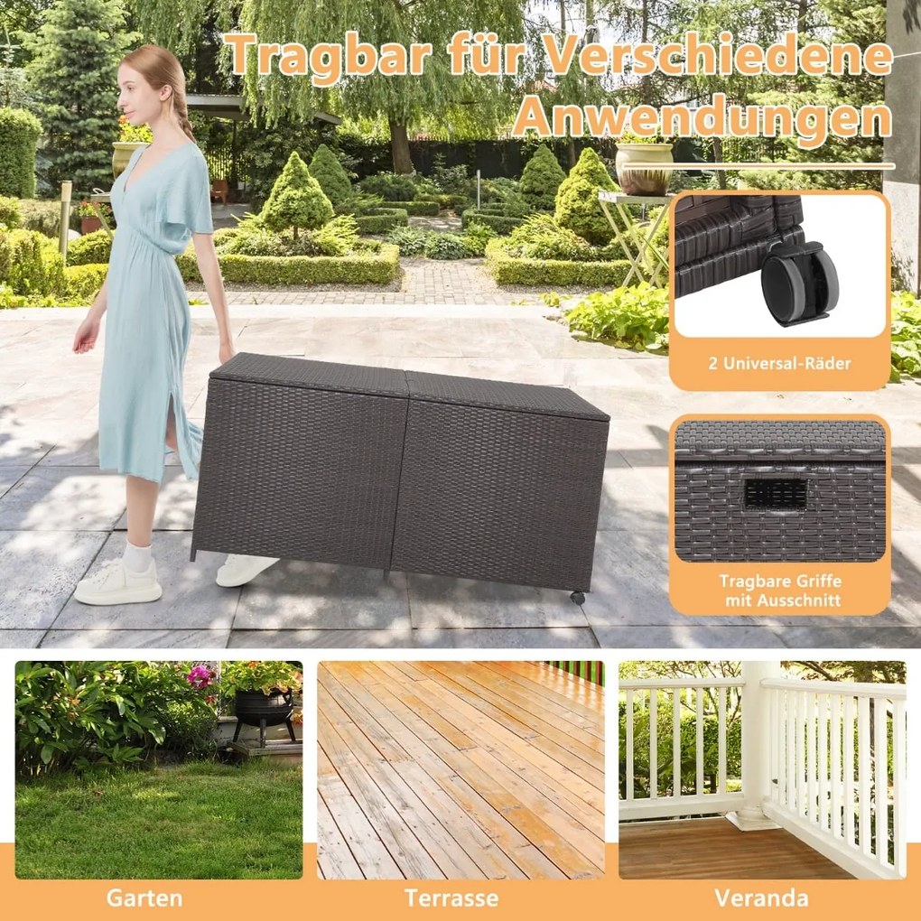 Costway Úložný box s objemem 662 l – 150 × 77 × 73 cm, hnědý