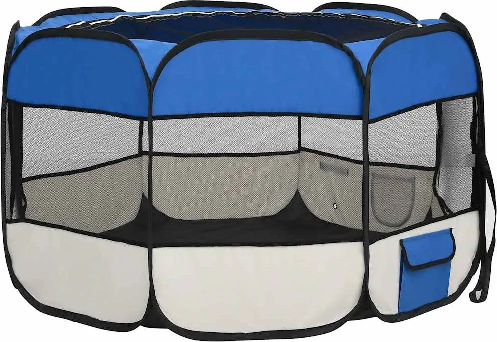 Skládací ohrádka pro psy s taškou modrá 110 x 110 x 58 cm 171014