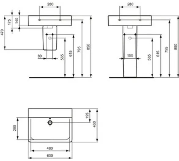 Ideal Standard Connect Umyvadlo 60x17,5x46 cm, bílá Ideal plus E8101MA