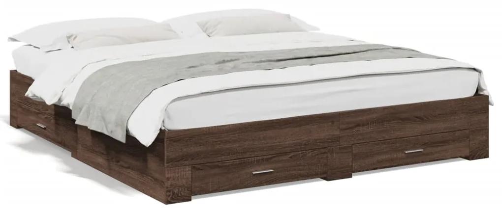 Rám postele se zásuvkami hnědý dub 200x200 cm kompozitní dřevo,  3280362