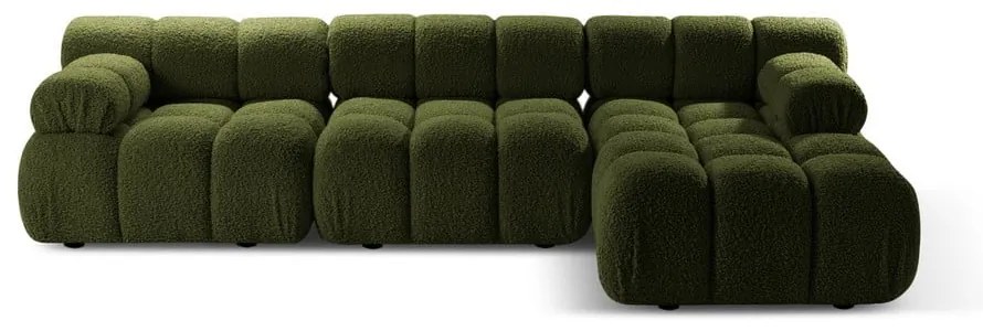 Zelená modulární rohová pohovka z textilie bouclé (pravý roh) Bellis – Micadoni Home