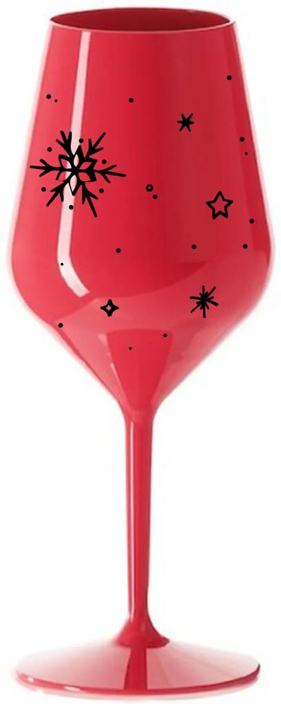 ZIMĚNKA - červená nerozbitná sklenice na víno 470 ml