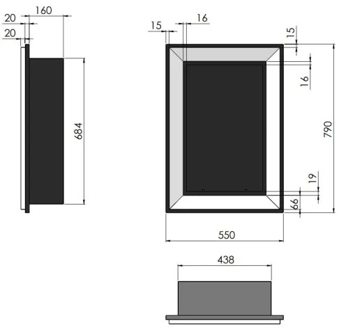 InFire - Vestavěný BIO krb 79x55 cm 3kW černá