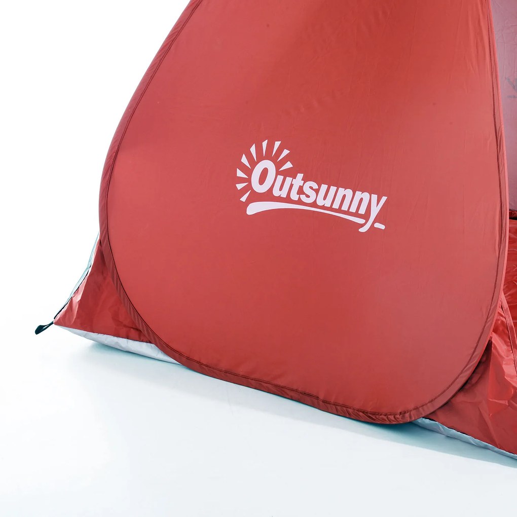 Outsunny beach shell pop up stan 200x150x119cm rychlé automatické stavění z polyesteru v červené barvě pro pláž a kempování | Aosom.de