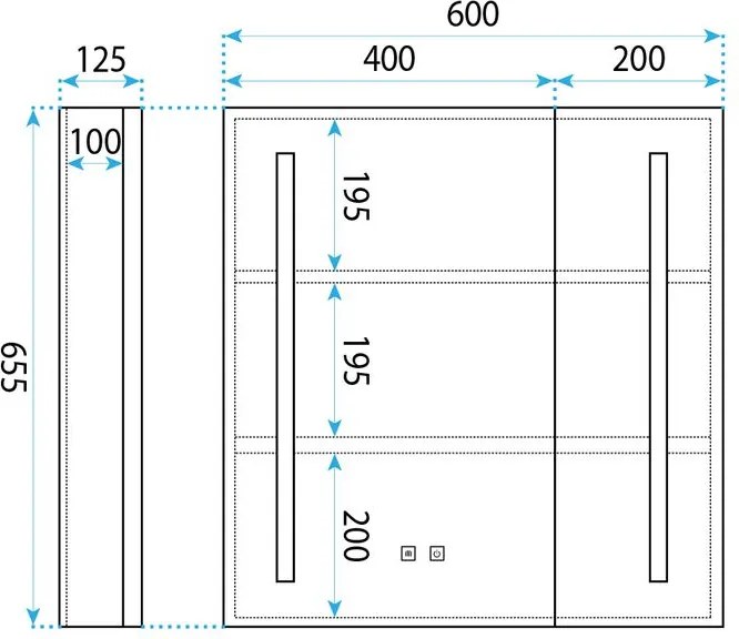 Rea Rea, Zrcadlová skříňka s LED osvětlením M1015-60 60x65, REA-M0102