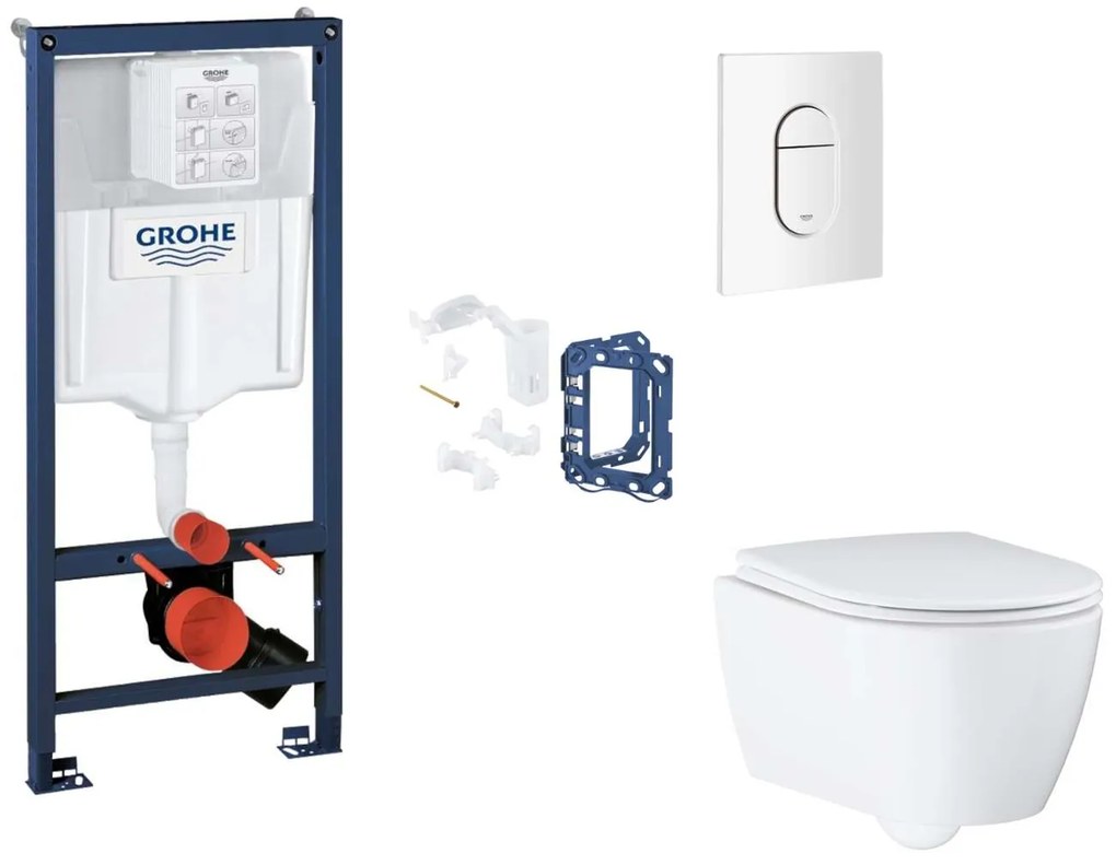Grohe Rapid SL - Set předstěnové instalace, klozetu, sedátka SoftClose, tlačítka Arena Cosmopolitan a sady pro vhazování tablet, alpská bílá SANI11BB3155