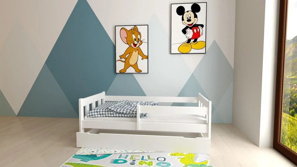 Dětská postel z masivu borovice MÁJA - 200x90 cm - bílá