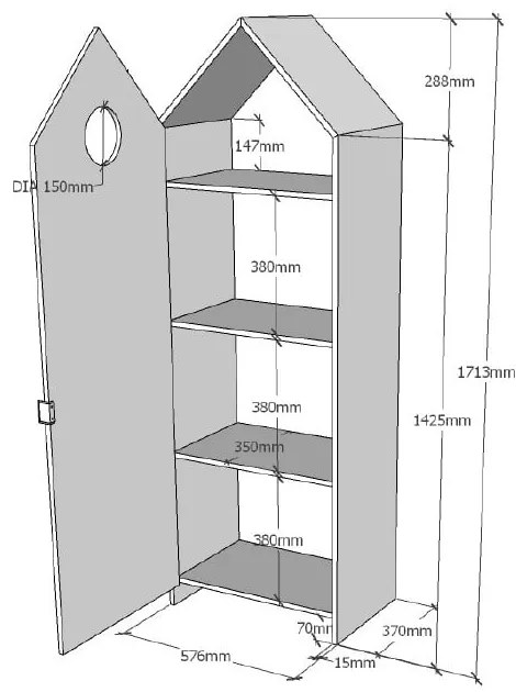 Růžová domečková šatní skříň Vipack Casami