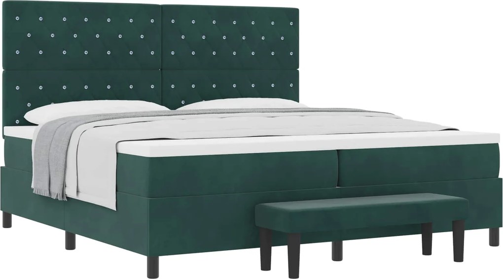 Postel s boxspringem s čelo Tmavě zelená 200 x 200 cm samet 3344471