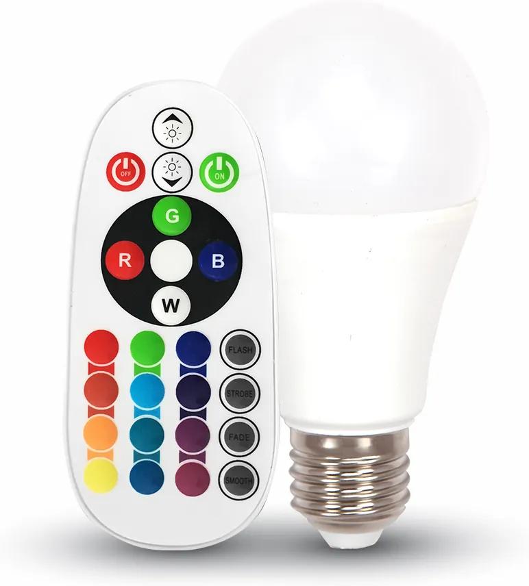 V-TAC LED žárovka A60 SMART DIM RGB 9W/230V/E27/RGB+6400K/470Lm/200°/A+, dálkový  ovladač | BIANO