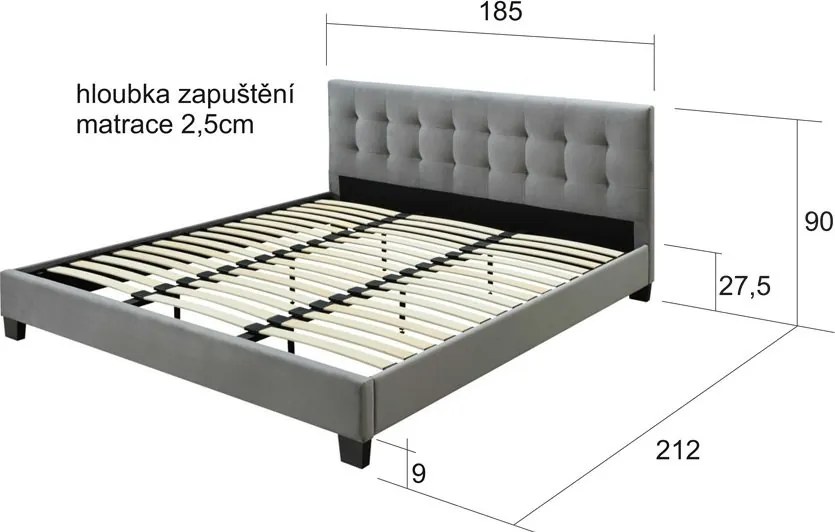 Bradop Čalouněná postel Míša L501, 180×200