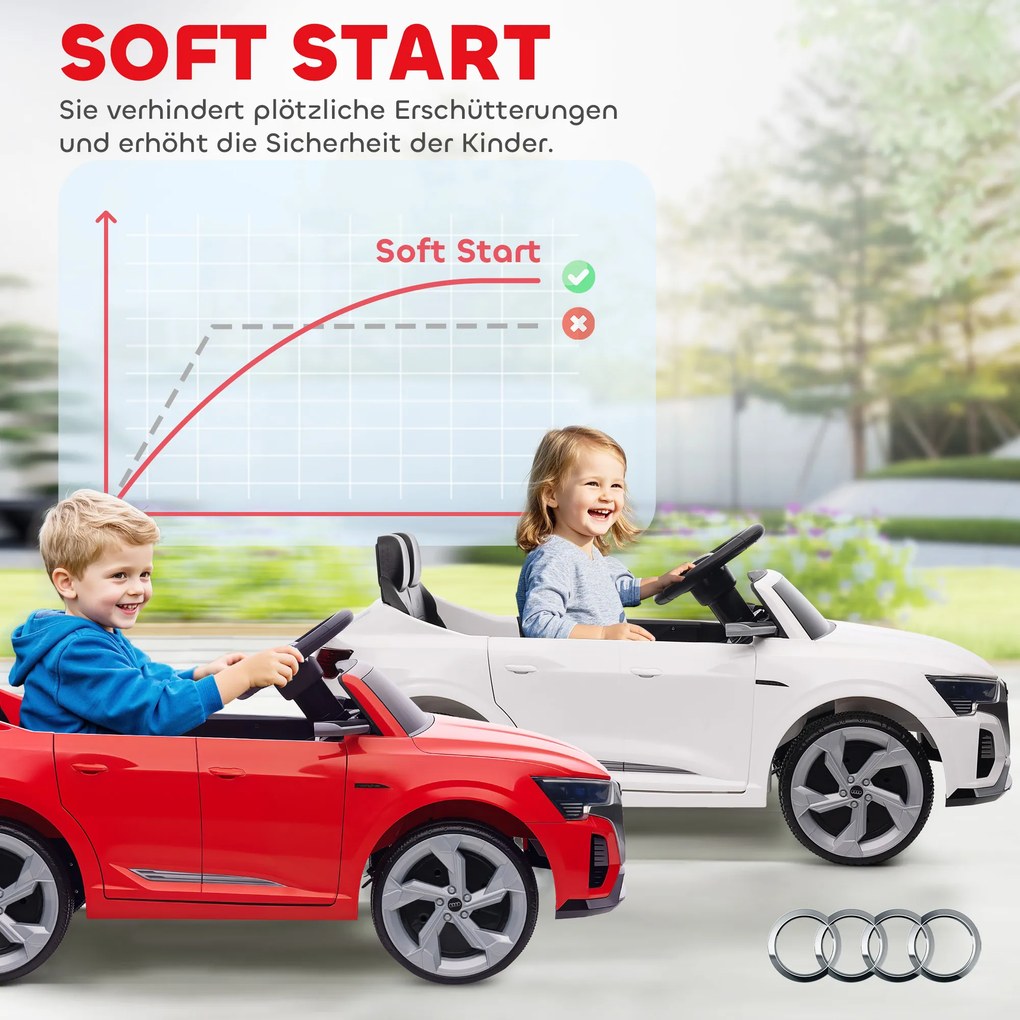 AIYAPLAY Elektrické auto pro děti od 3 let Audi Q8 etron Sportback 12V s baterií a dálkovým ovládáním, jarní odpružení, světla, klakson a hudba červe…
