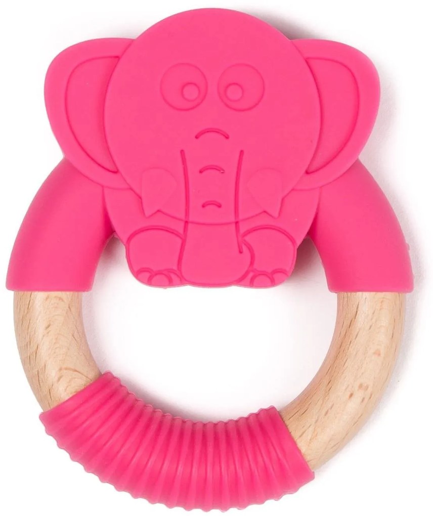 Kousátko bo jungle kousátko b-teether animal wood pink elephant