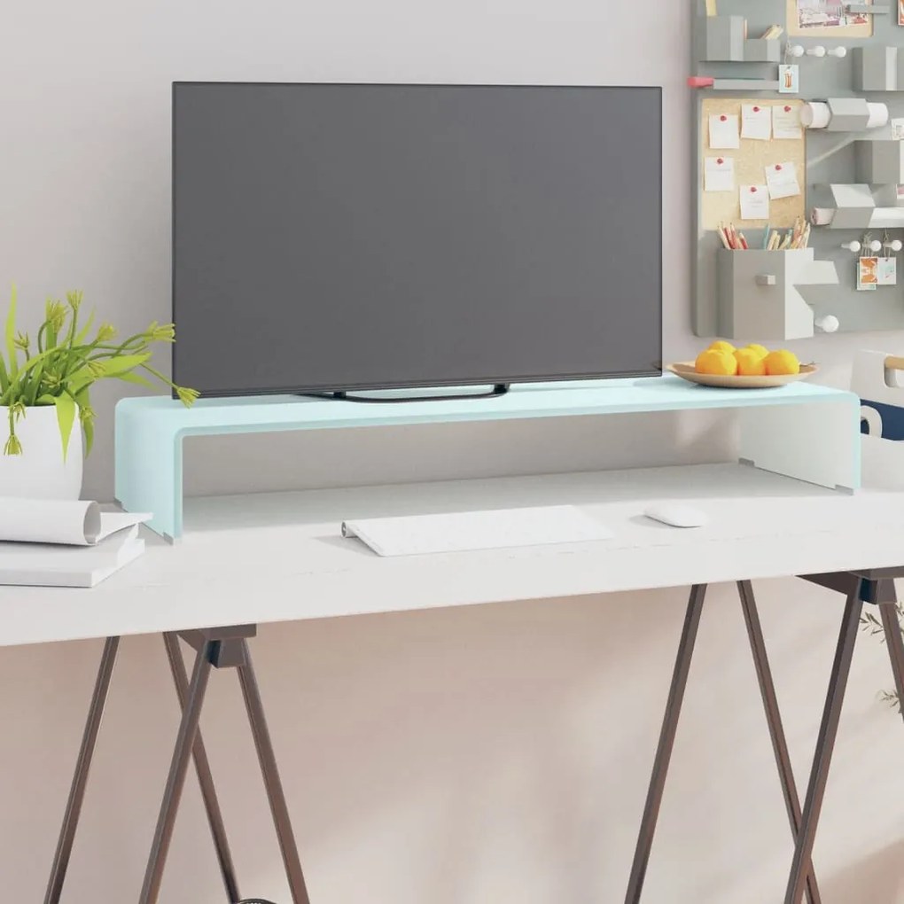 TV stolek / podstavec na monitor sklo zelený 90 x 30 x 13 cm 244146