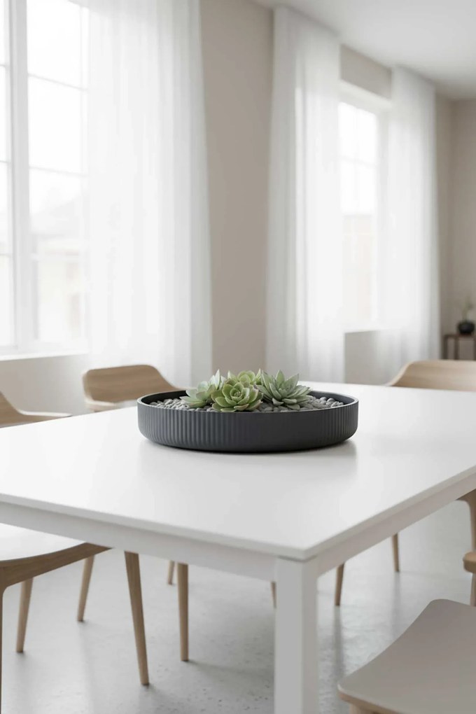 Dekorační miska ORYVEN, sklolaminát s drážkami, průměr 30 cm, antracit