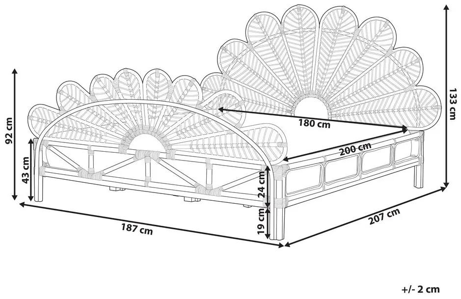 Ratanová paví postel 180 x 200 cm světlé dřevo FLORENTINE Beliani