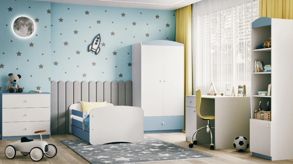 BabyBeds Sestava dětského nábytku včetně postele s úložným prostorem - Babydreams Velikost postele: 160x80 cm, Barevné provedení: Modrá