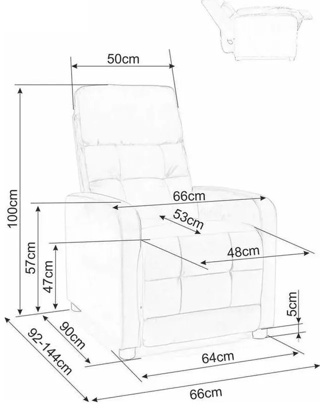 Polohovací křeslo Lennox Velvet, černá