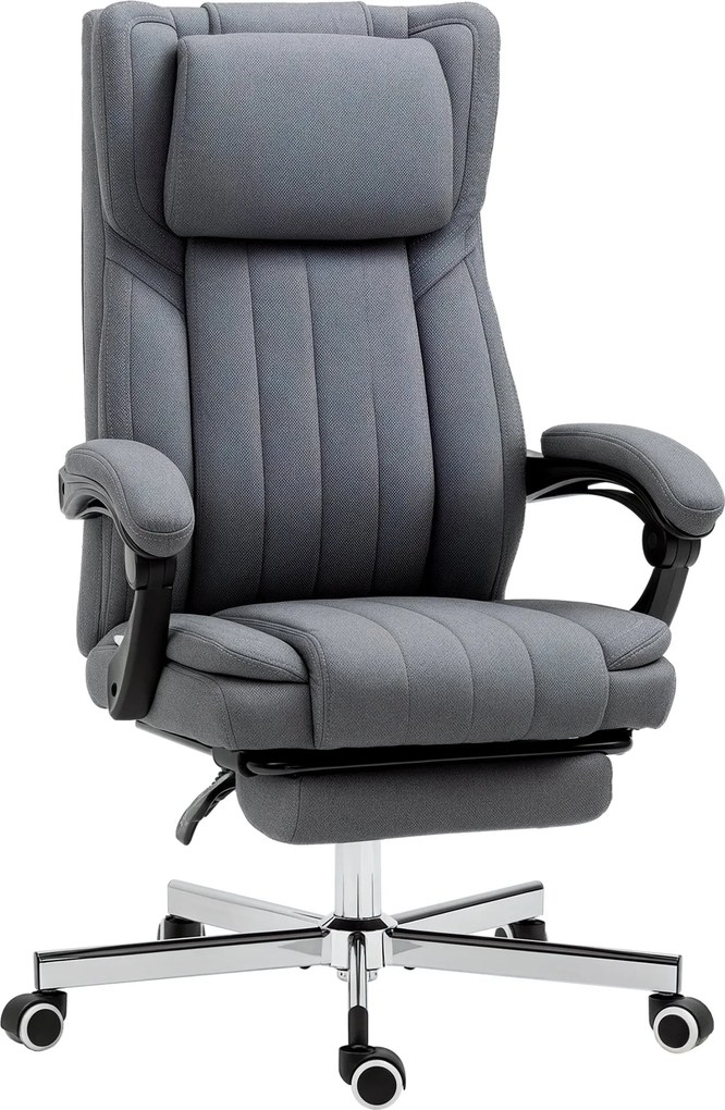 Ergonomická kancelářská židle Vinsetto s nastavitelnou výškou, sklopným opěradlem, opěrkami rukou, opěrkou pro nohy a hlavou, otočná kancelářská židle