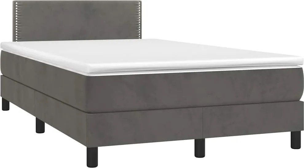 Box spring postel s matrací a LED tmavě šedá 120x200 cm samet 3134334