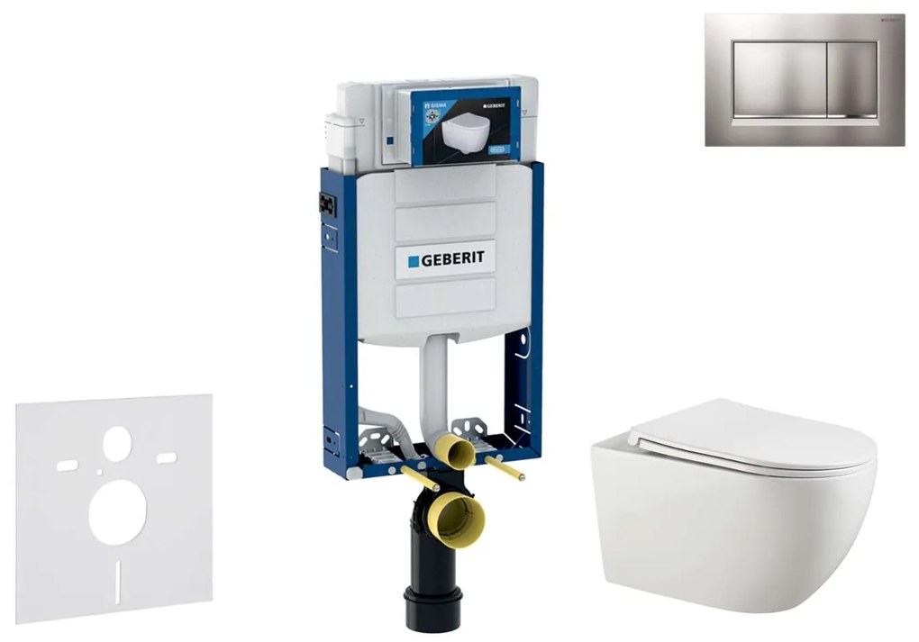 Geberit Kombifix - Set předstěnové instalace, klozetu Gaia a sedátka softclose, tlačítko Sigma20, chrom mat/chrom SANI15CA1124