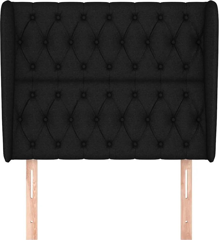 Čelo postele typu ušák černé 103x23x118/128 cm textil 3118284
