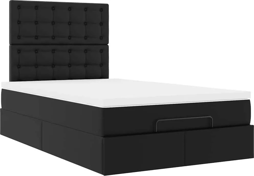 Osmanský rám postele s matrací černá 120x200cm umělá kůže 3312996