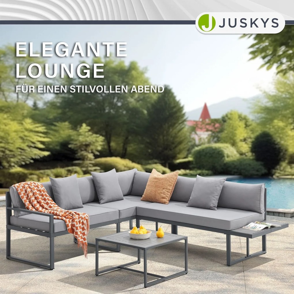 Juskys Zahradní sedací souprava St. Tropez pro 4 osoby Barva: tmavě šedá