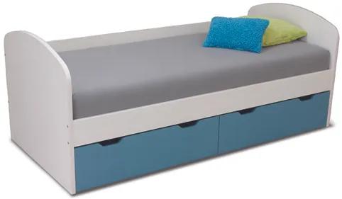 Harmonia Dětská postel REA Golem se 2 šuplíky - barevná čílka 90x200cm
