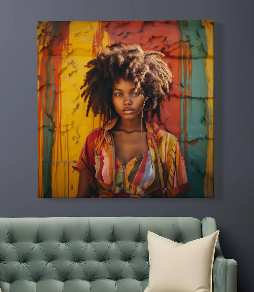 Obraz na plátně - Africká dívka Mwamba ze Zambie FeelHappy.cz Velikost obrazu: 80 x 80 cm