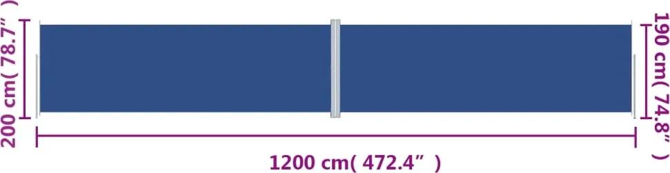 vidaXL Zatahovací boční markýza 200 x 1 200 cm [318082] Barva: antracitová