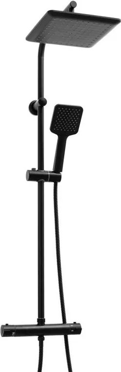 Erga Bodo Therm, sprchová souprava s termostatickou baterií a dešťovou hlavicí 23x23cm, černá matná, ERG-YKA-BP.BODO-THERM-23-BLK