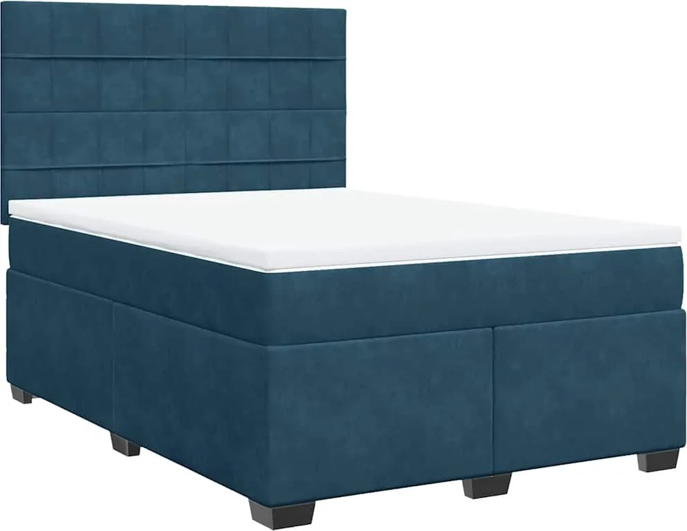Box spring postel s matrací modrá 140 x 200 cm samet 3293234