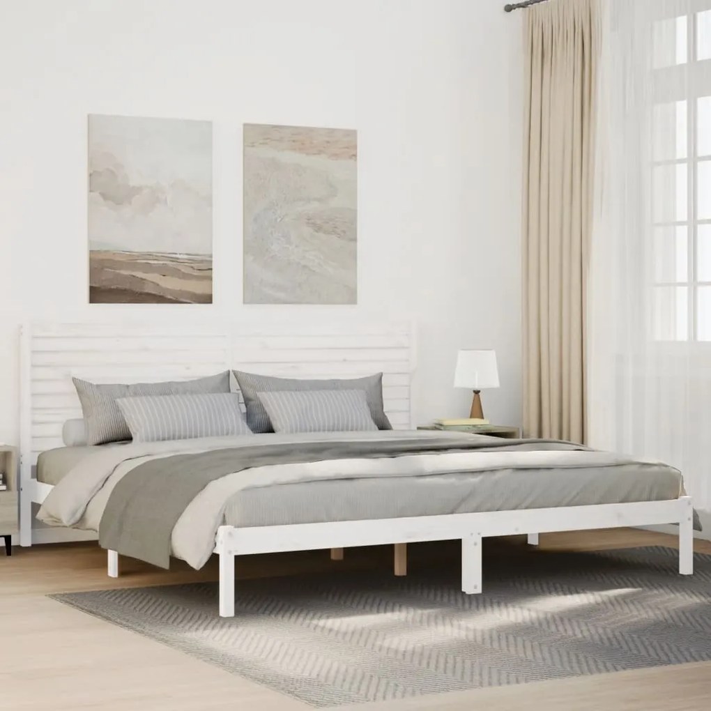 Prodloužený rám postele bez matrace bílý 180 x 220 cm masiv 3309318
