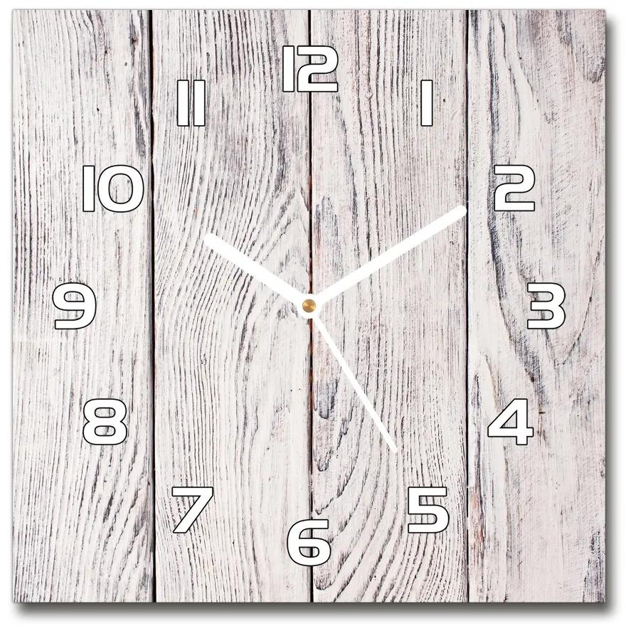 Wallmuralia Skleněné hodiny čtverec Dřevěná stěna 30x30 cm