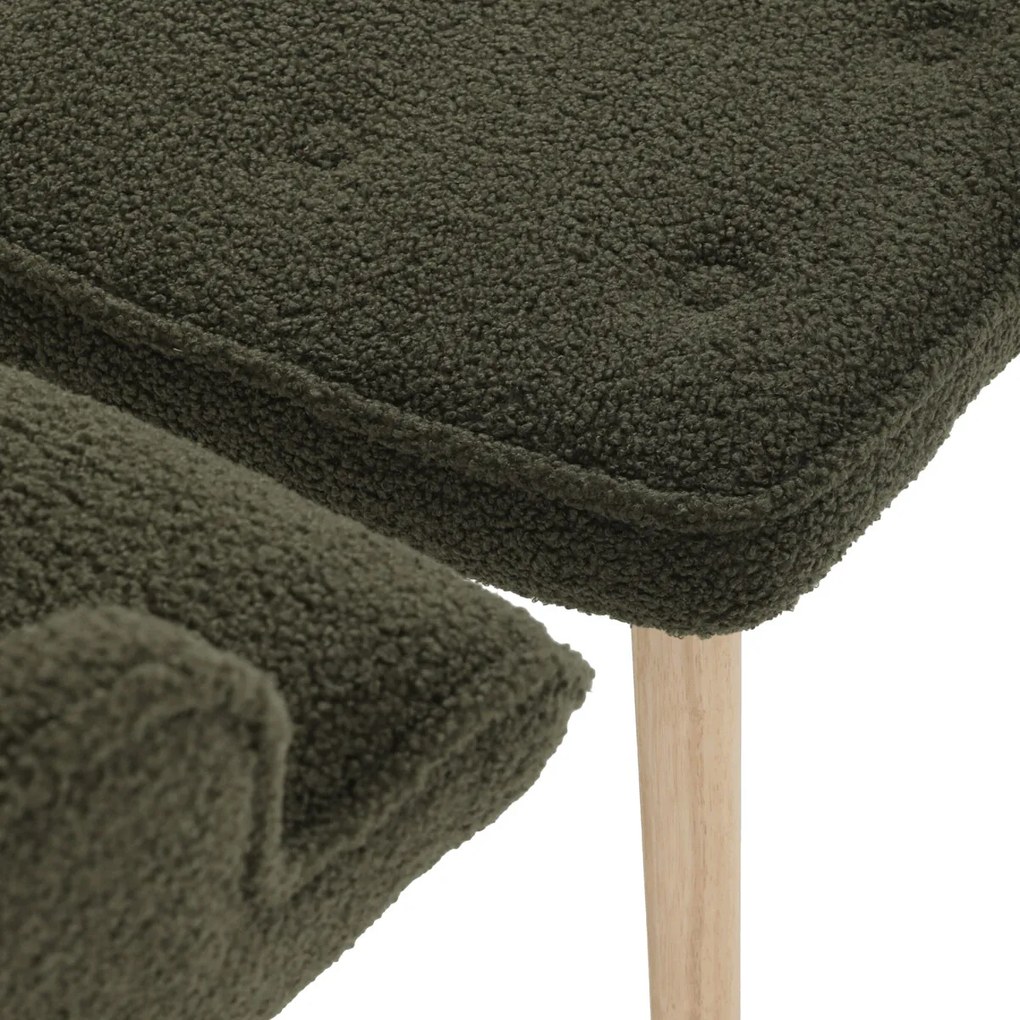 Relaxační křeslo ušák s podnožkou RENI - zelená látka bouclé