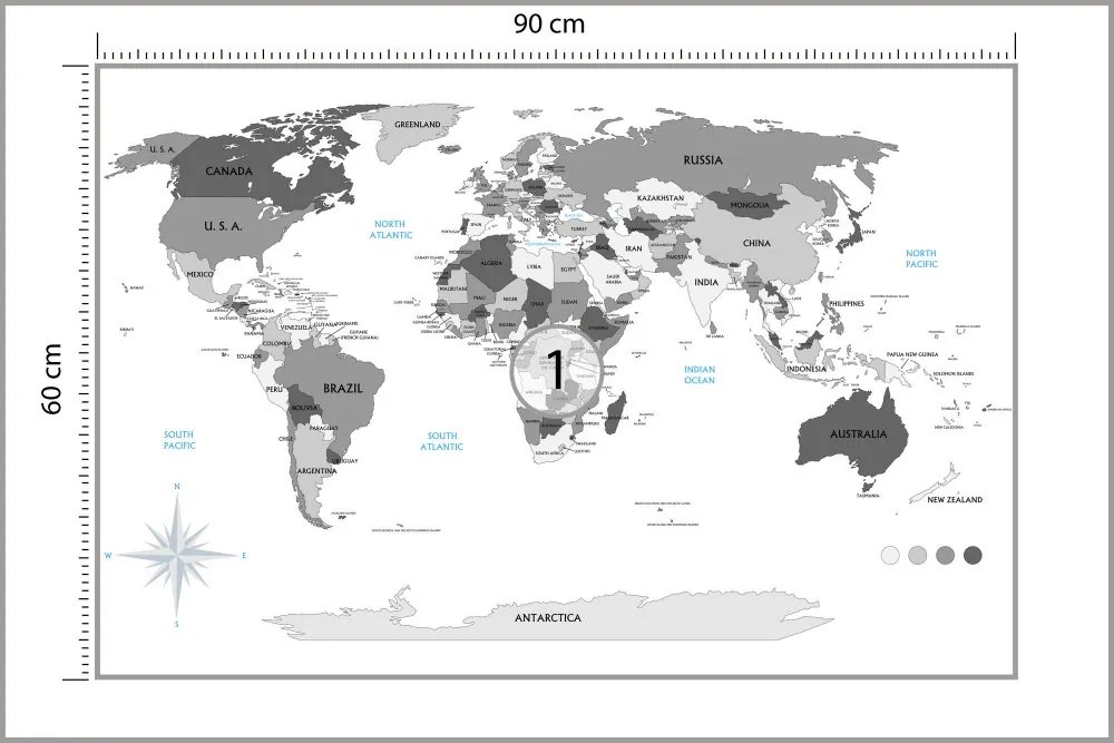 Fototapeta Mapa Světa Vliesová tapeta 416x254