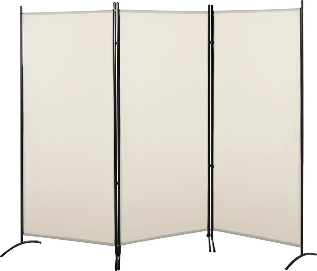 HOMCOM 3-panelový paravan 253x50x182 cm skládací paravan s 6 kovovými nohami, ochranný paravan pro kancelář a ložnici, béžový | Aosom