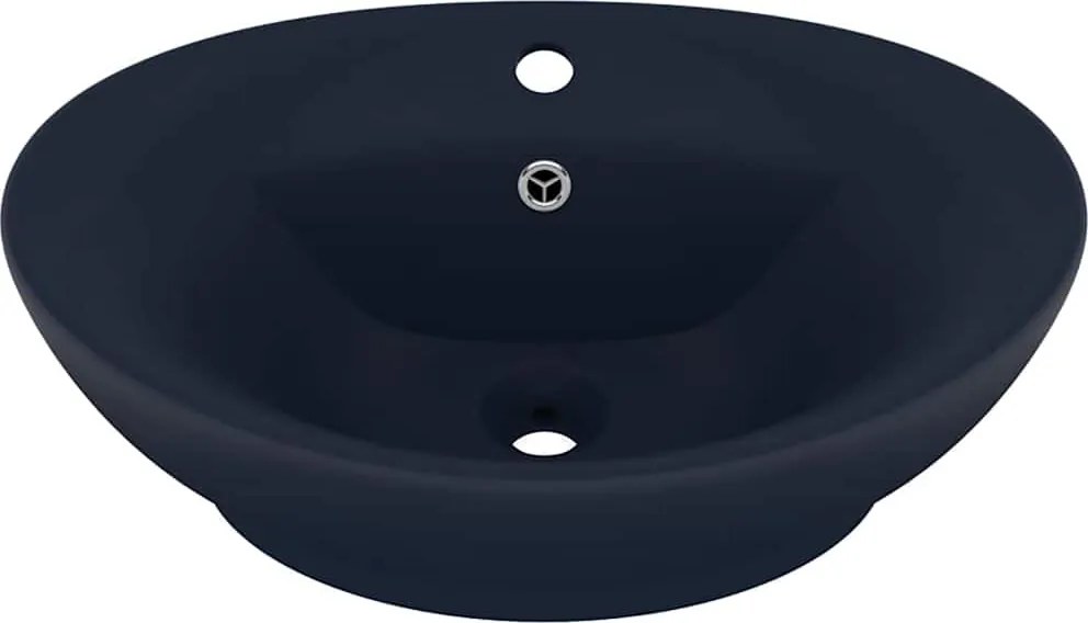 Luxusní umyvadlo přepad oválné tmavě modré 58,5x39 cm keramika 146935